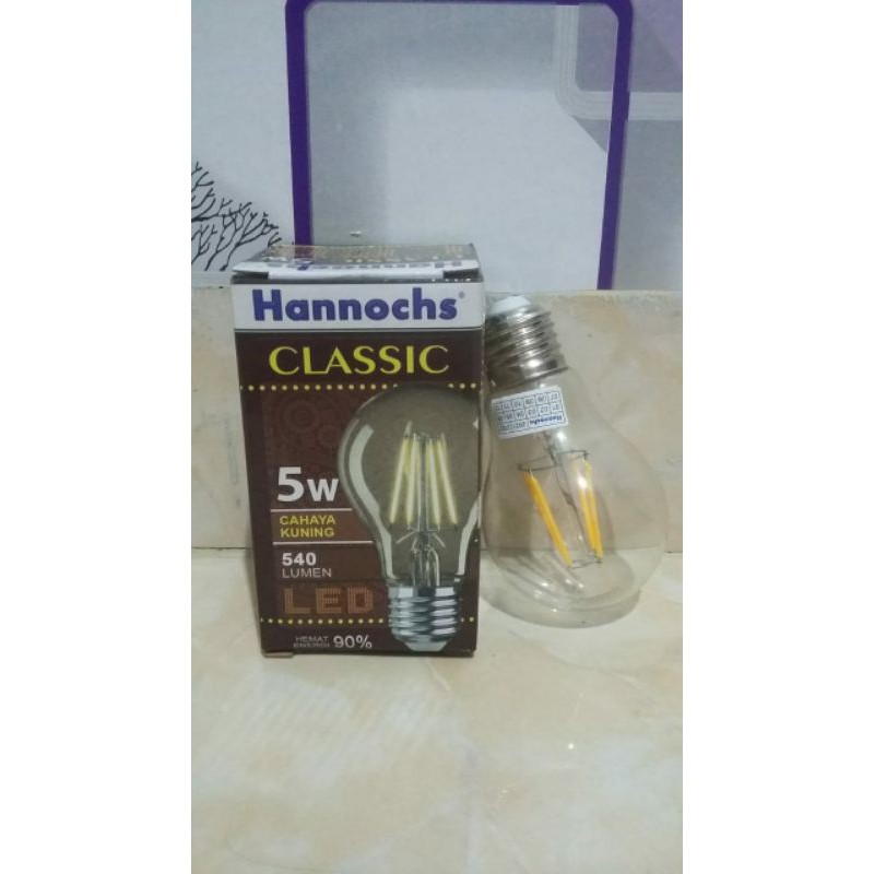 Jual Bohlam Lampu Pijar LED 5 Watt Cahaya Kuning HANNOCHS CLASSIC LED ...