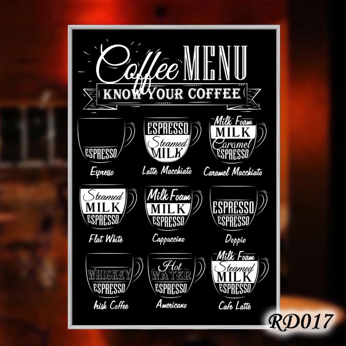 Jual METH RD017 FRAME COFFEE LATTE MENU KITCHEN COOKING 60X90 ...