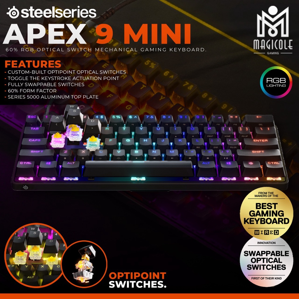 Jual Steelseries Apex 9 Mini 60% OptiPoint Optical Switch Gaming ...