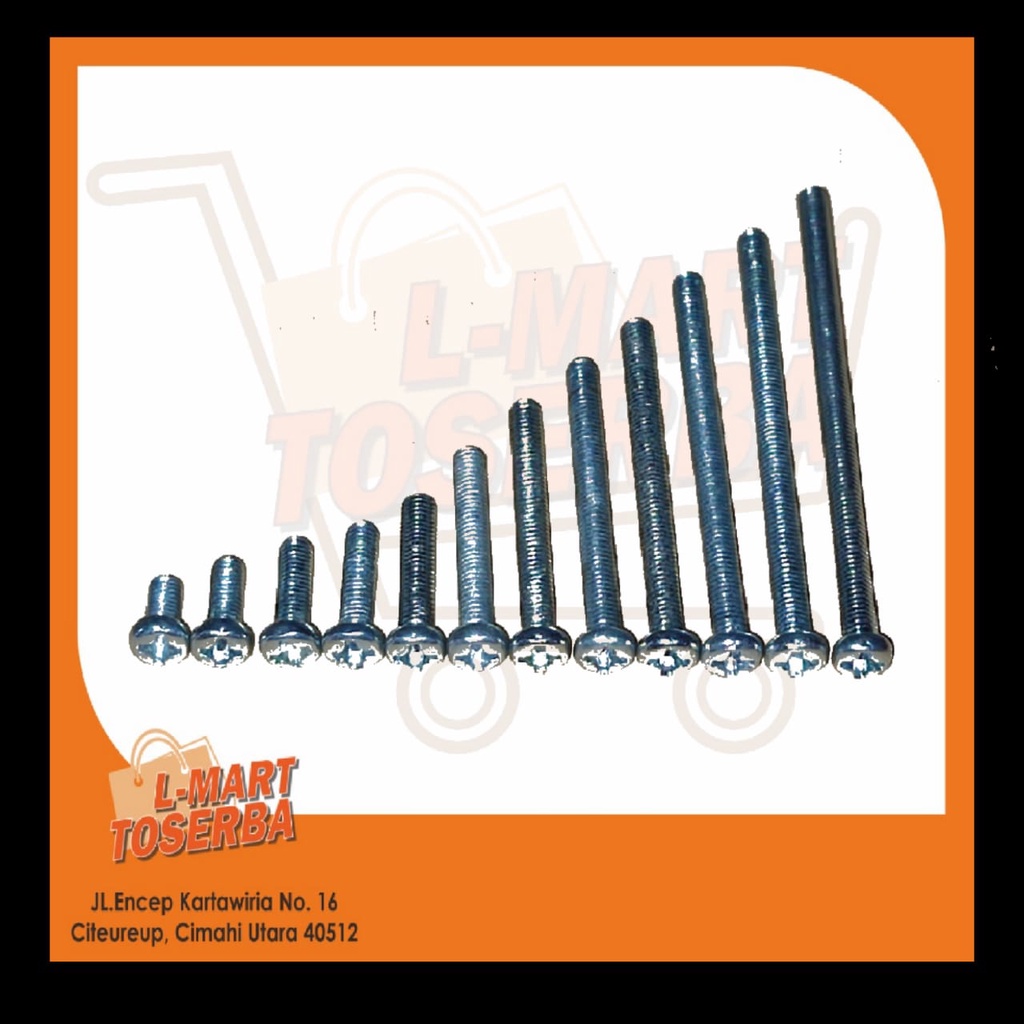 Jual Baut JP Putih M4 x 55 60 65 70 750 80 90 100 mm (per 100 pcs ...