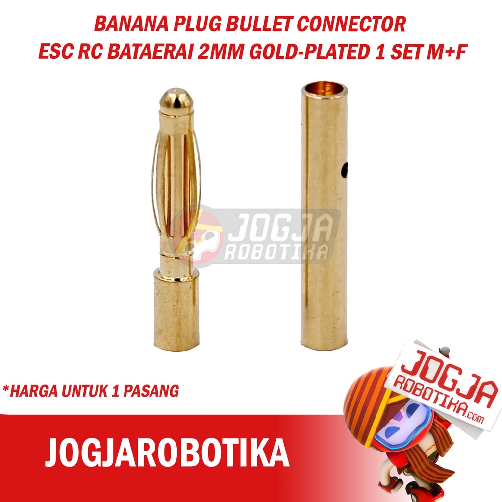 Jual BANANA PLUG BULLET CONNECTOR ESC RC BATAERAI 2MM GOLD-PLATED 1 SET ...