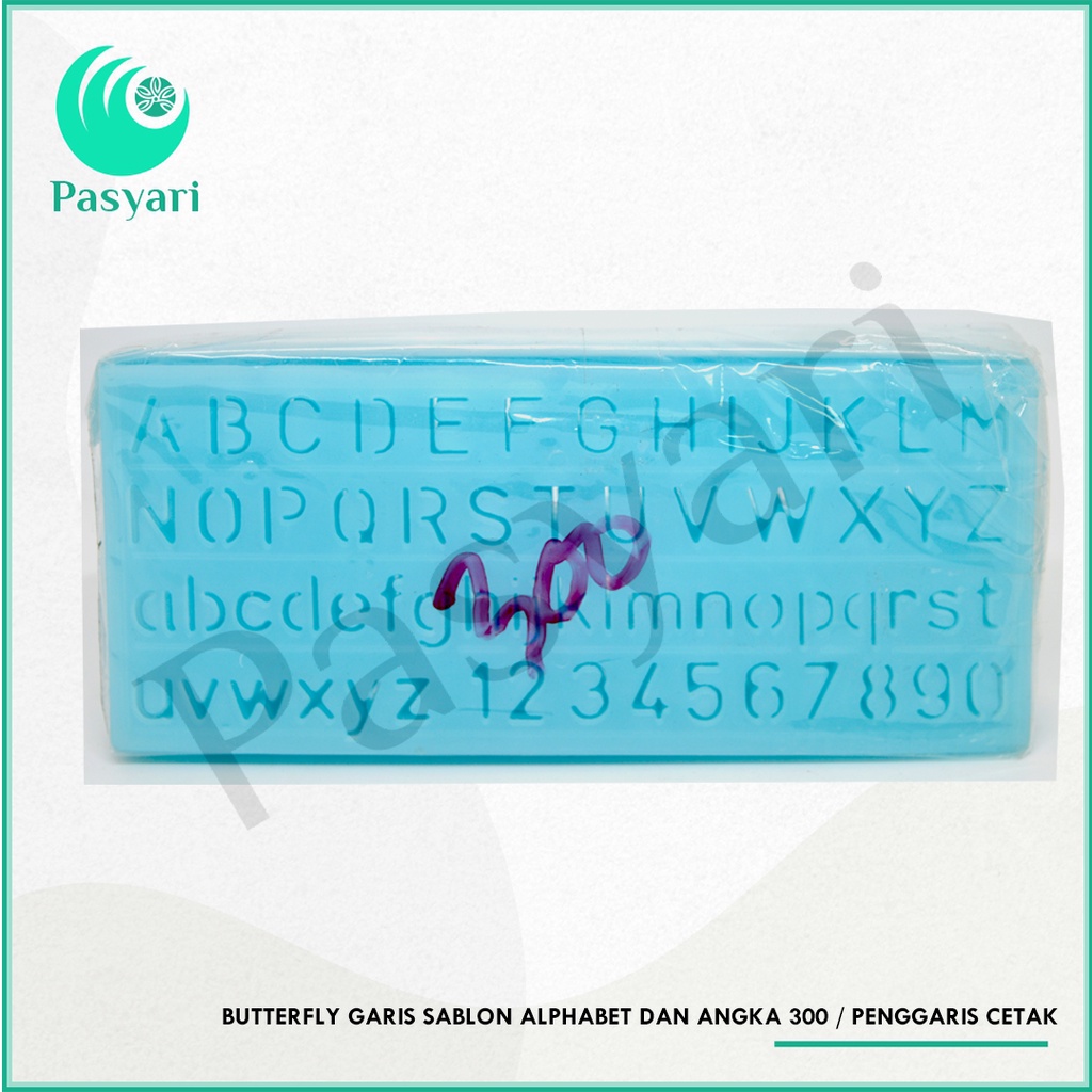 Jual Butterfly Garis Sablon Alphabet dan Angka 300 / Penggaris Cetak ...