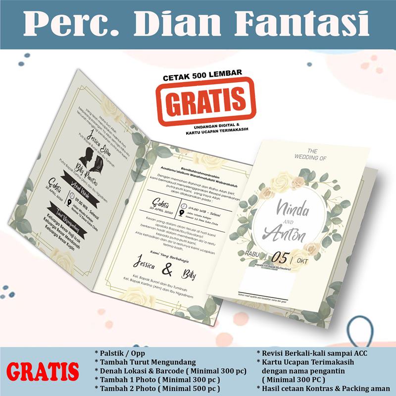Jual Cetak Undangan Pernikahan Murah Kartu Undangan Unik Code 51/75 ...