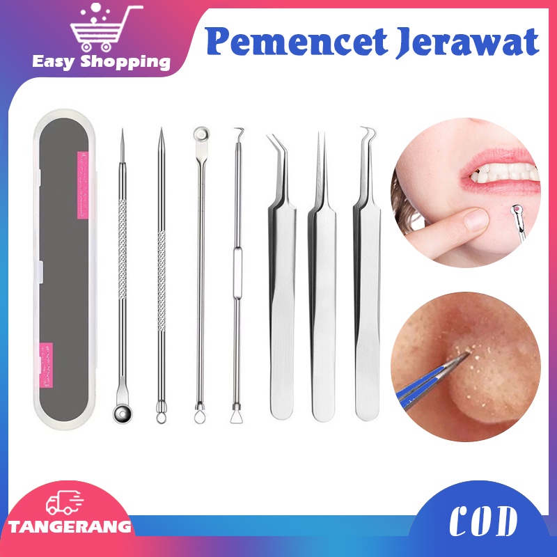 Jual 7pcs Pinset Komedo Stainless Alat Jerawat Alat Penjepit Komedo ...
