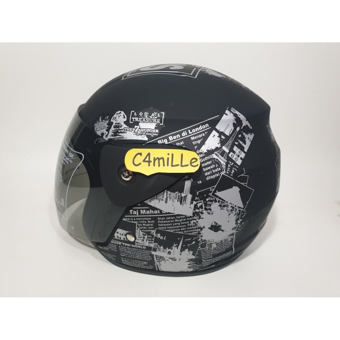 Jual HELM EVOLUTION NEWS BLACK DOFF HALF FACE MODEL GM EVO | Shopee ...