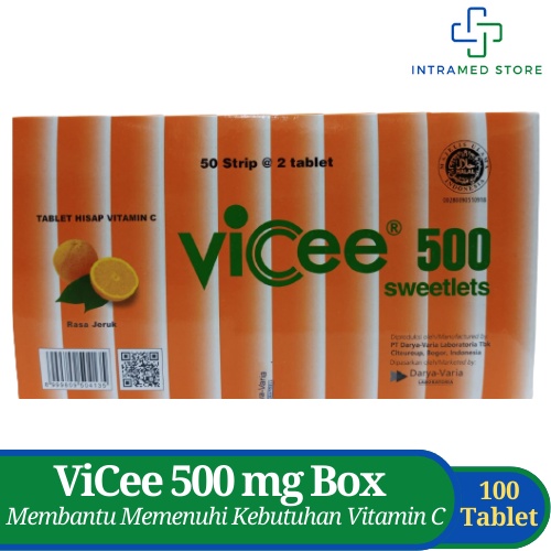 Jual Vitamin C Vicee C 500 mg Box Isi 100 Tablet - Vitamin C Rasa Jeruk ...
