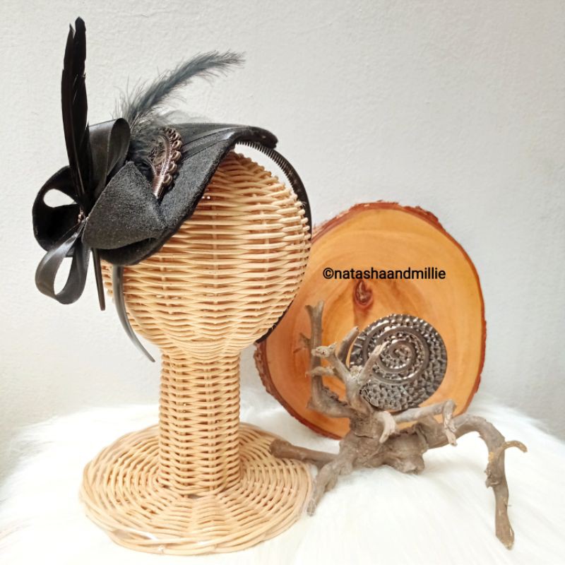 Jual BANDO FASCINATOR FEATHER HAT- Full Black | Shopee Indonesia