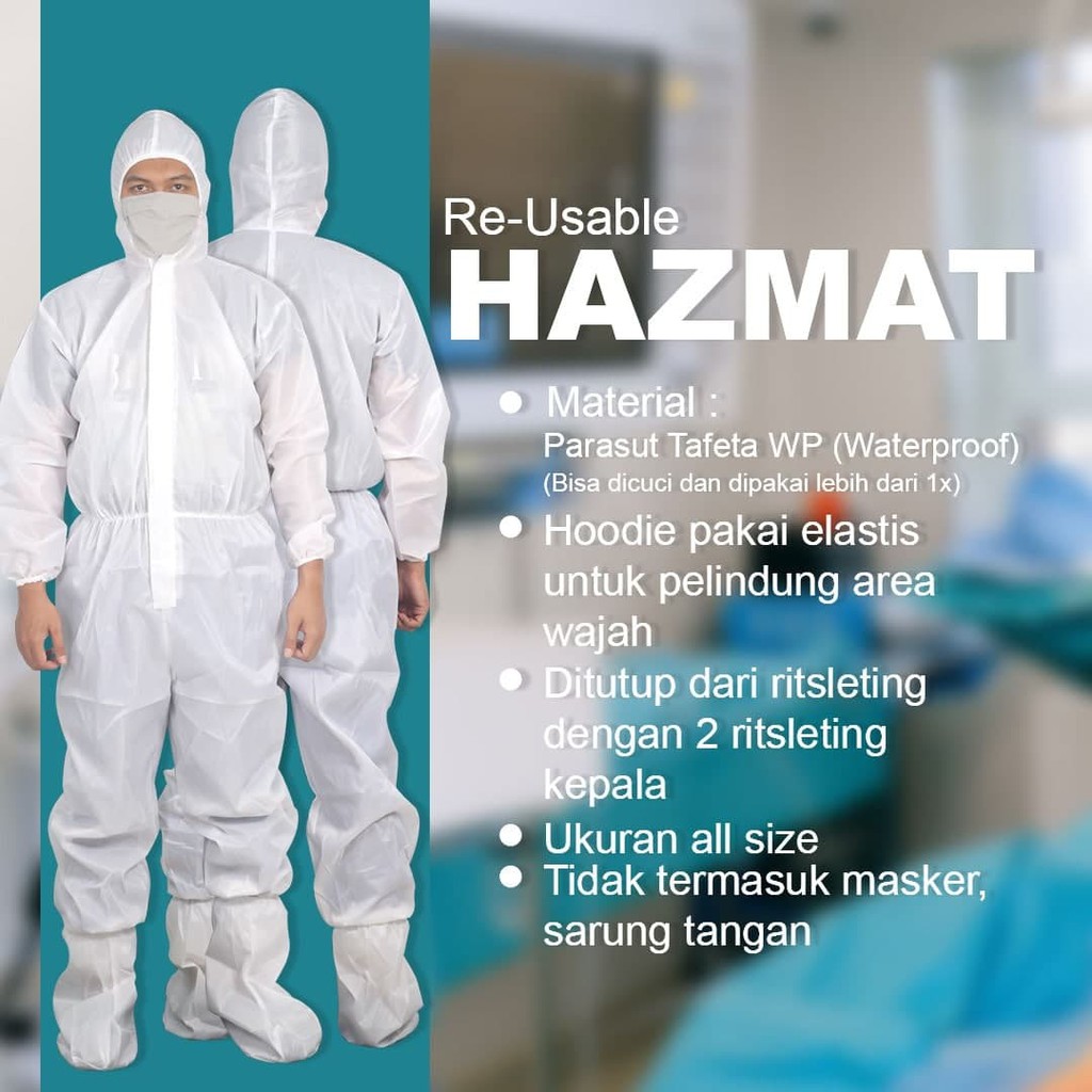 Jual Hazmat Suit Medis Waterproff Anti Air Baju APD Alat Pelindung Diri ...