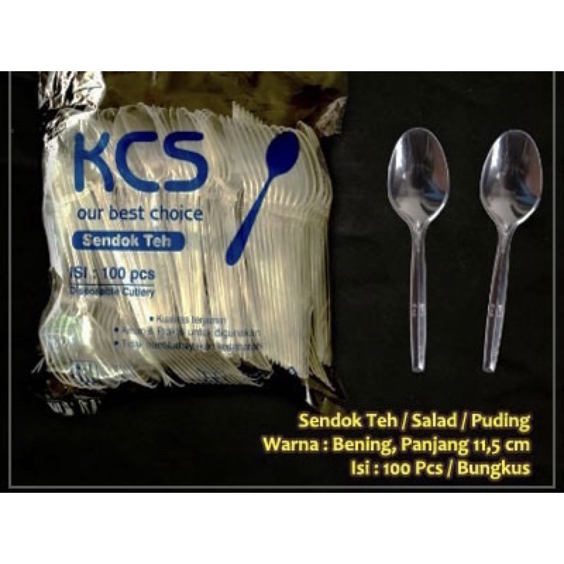 Jual HCS - Sendok Teh Plastik KCS isi 100 / Sendok Puding Agar Jelly Besar Plastik Putih Bening ...