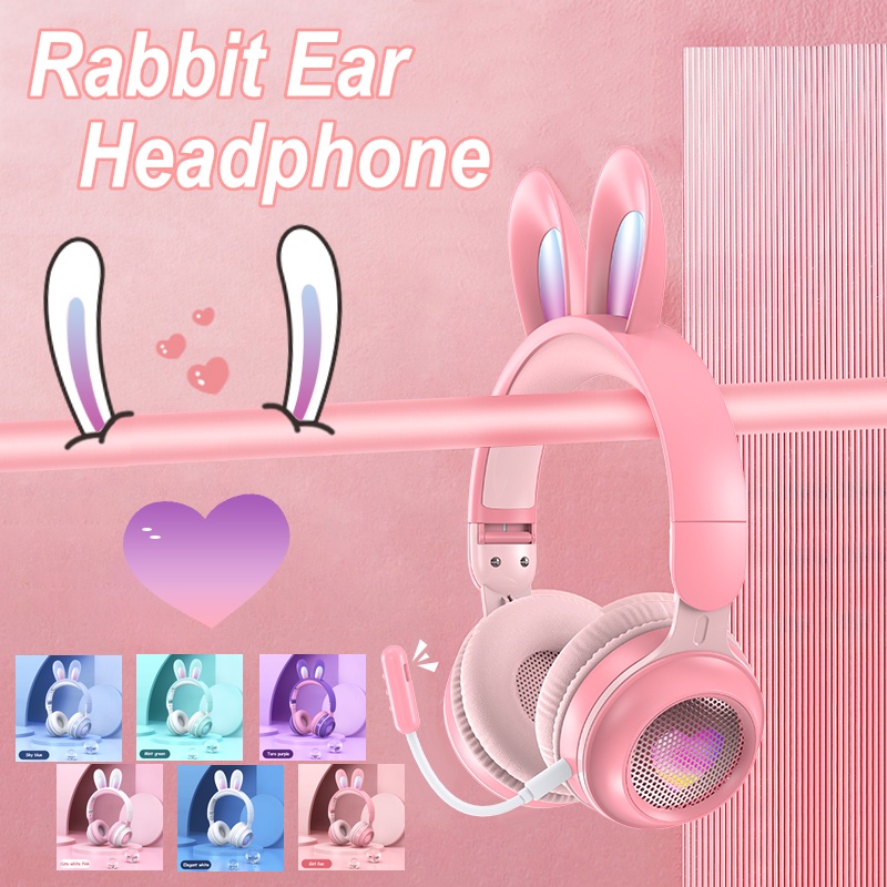 Jual Rabbit Ear Cute Wireless Bluetooth Headphone TWS Deep Bass Gaming ...