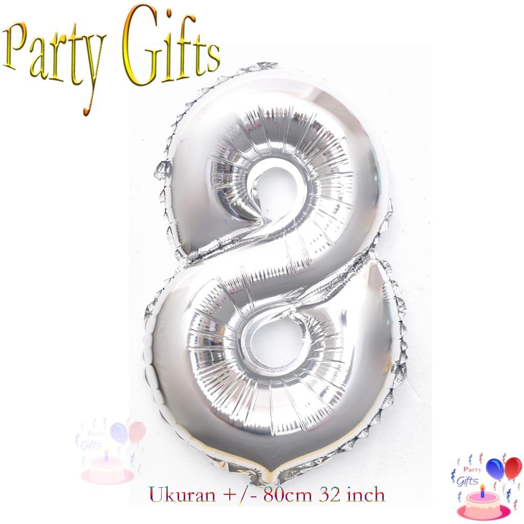 Jual Balon Angka 0-9 Warna Silver Dan Gold 32 Inch 80 Cm | Shopee Indonesia