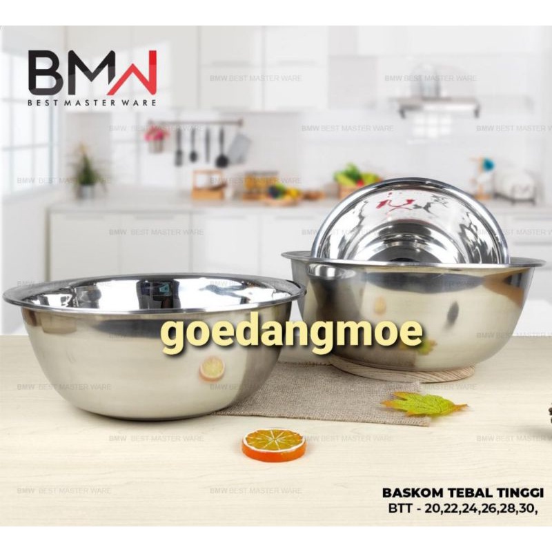 Jual BMW baskom tinggi stainless steel Mixing bowl BMW 20cm 22cm 24cm ...