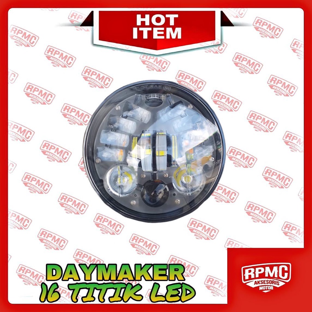 Jual LAMPU DAYMAKER 16 LED 5,75 INCH 75 WATT PUTIH HEADLAMP IMPORT 16 ...