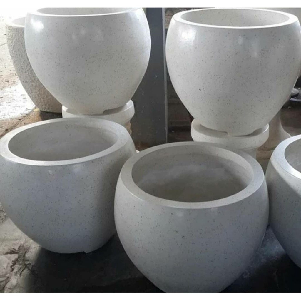 Jual Pot terrazzo bulat tipe bakul finishing glossy warna bisa custome ...