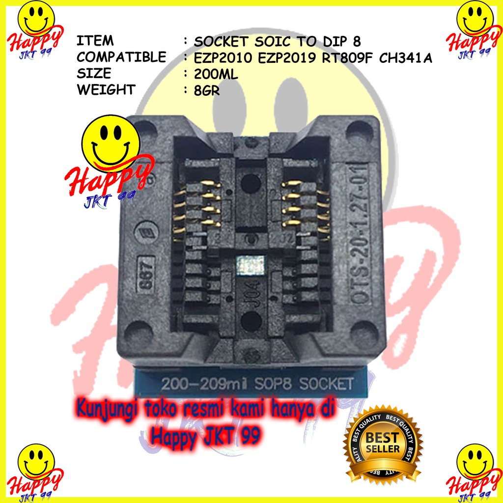 Jual [ HAPPY JKT 99 ] SOKET IC CLIP SOCKET SOP8 DIP8 JEPIT CONVERTER ...