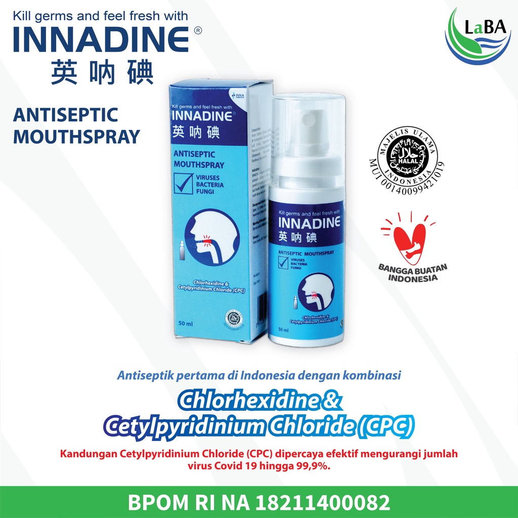 Jual INNADINE Antiseptic Mouthspray 50 ml | Shopee Indonesia