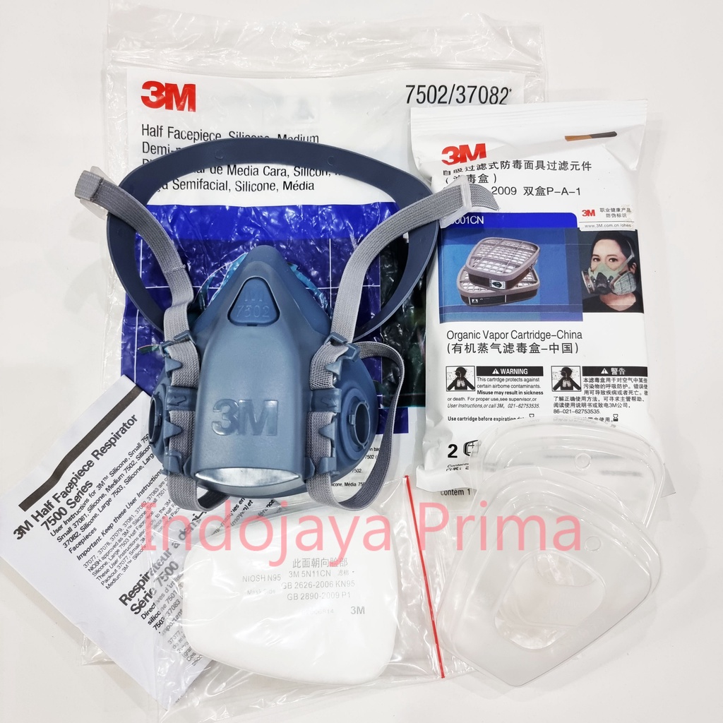Jual Masker 3M 7502 3M Half Facepiece Respirator Half Gas Mask Medium ...