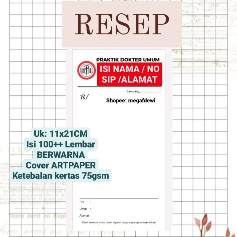 Jual BUKU BLANGKO RESEP ISI 100lembar, FREE DESAIN | Shopee Indonesia