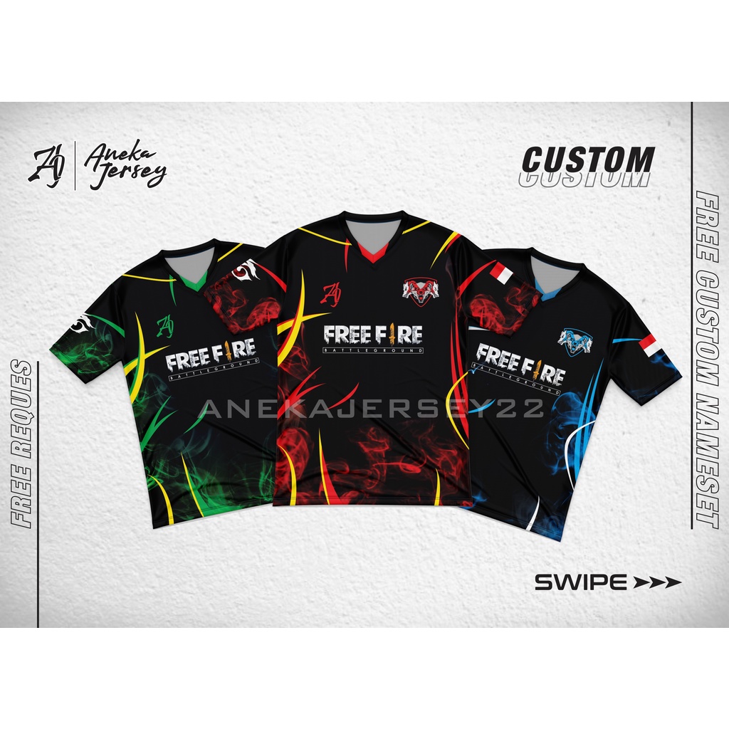 Jual JERSEY GAMING FREE FIRE custom(gratis logo + nama) Bisa pakai ...