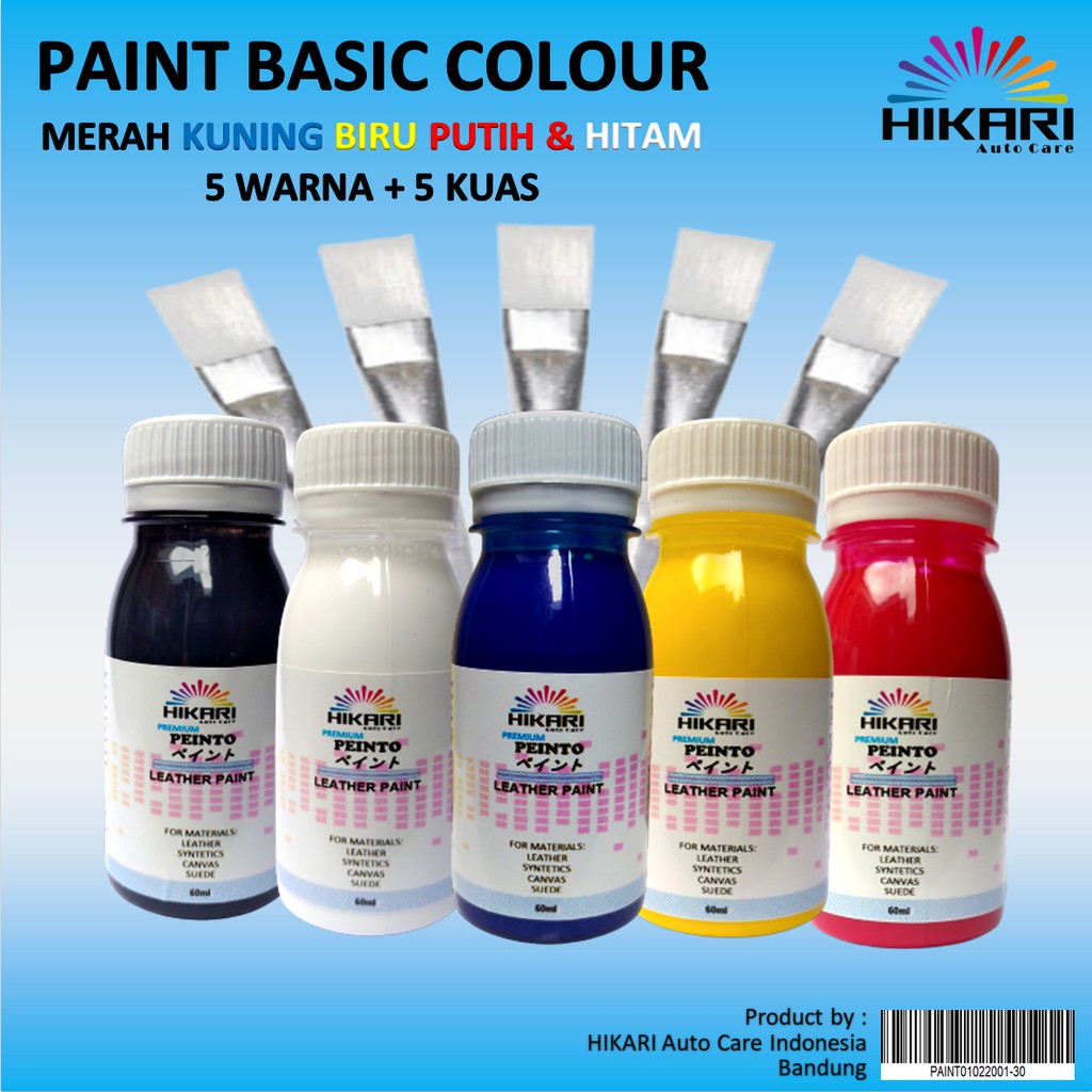 Jual PEINTO Leather Paint - Paket Paint Basic Colour + 5Pcs Kuas (MERAH ...