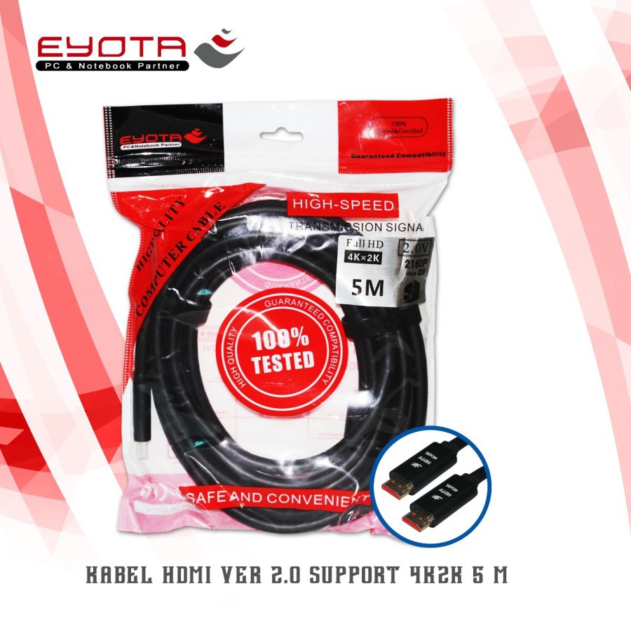Jual Eyota Kabel HDMI Versi 2.0 Support 4K 2K 5 Meter | Shopee Indonesia