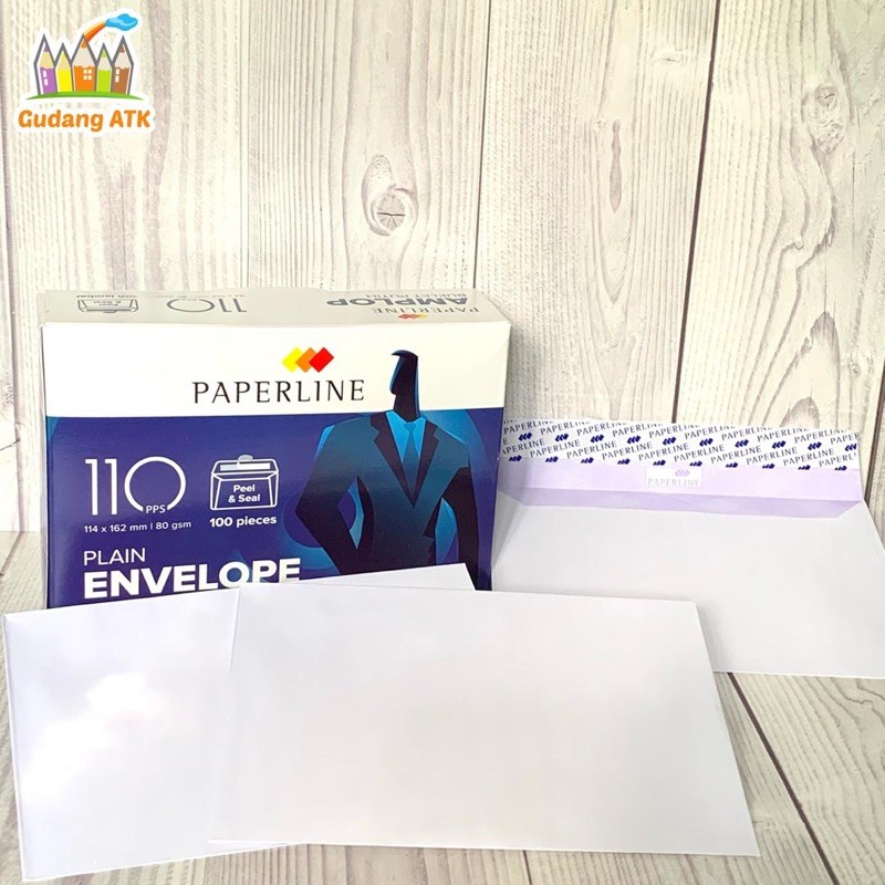Jual AMPLOP PUTIH PAPERLINE POLOS PENDEK 100LBR (1box) | Shopee Indonesia
