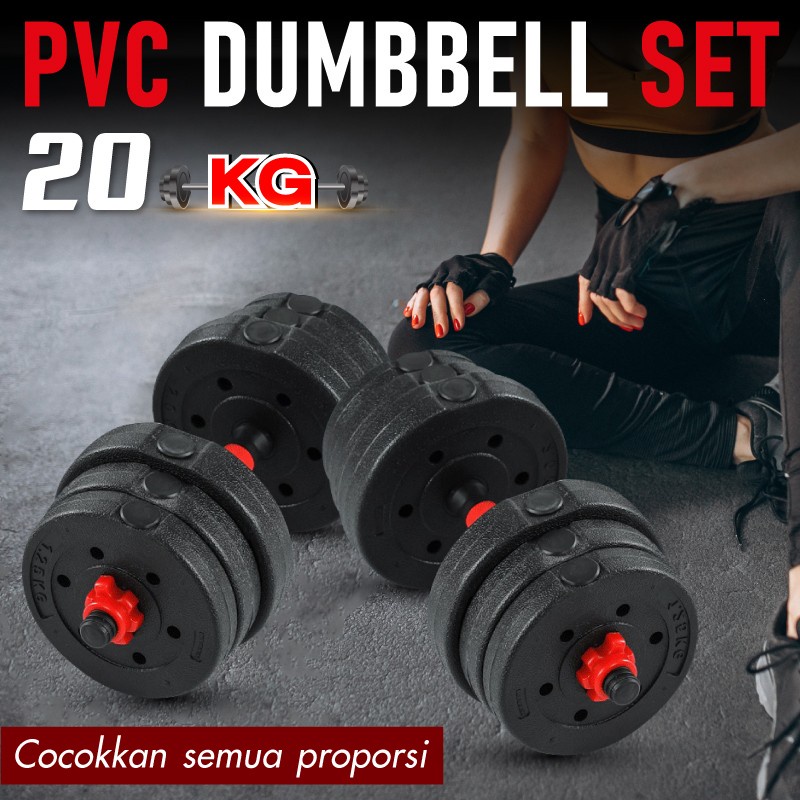 Jual DUMBELL PVC 20KG / ALAT ANGKAT BEBAN / BARBEL SET / ALAT OLAHRAGA | Shopee Indonesia