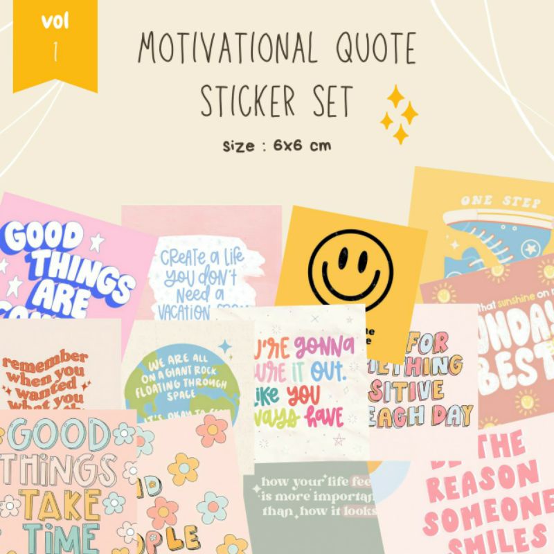Jual 1 set isi 15pcs Motivational Quote sticker stiker kata motivasi ...