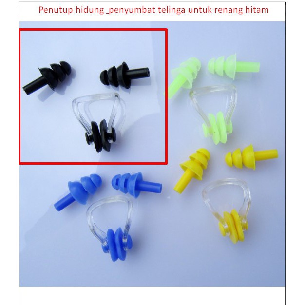 Jual Penutup hidung & penyumbat telinga untuk renang hitam | Shopee ...
