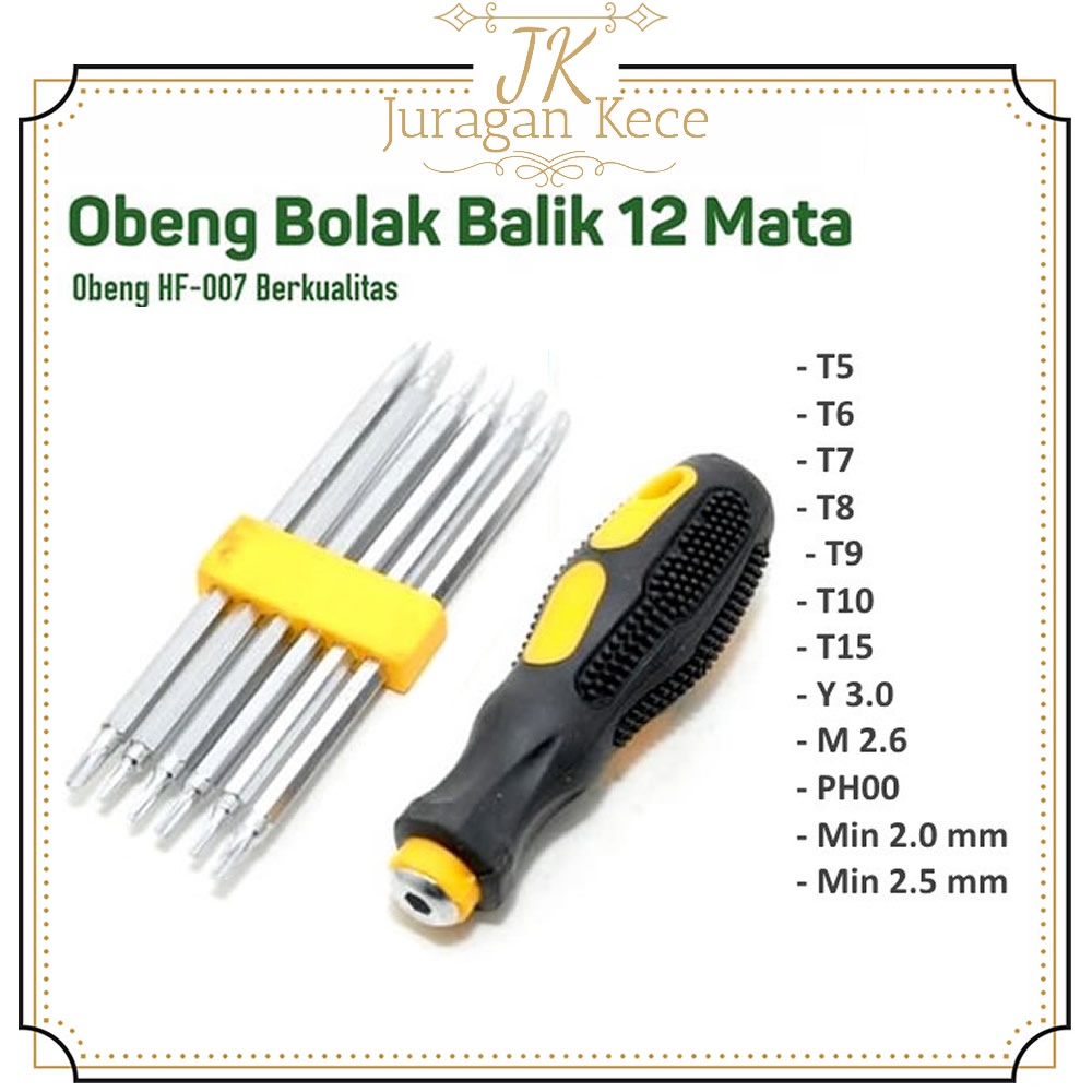 Jual Obeng Bolak Balik Set 7 Pcs Obeng Set 12 Mata Screwdriver | Shopee ...