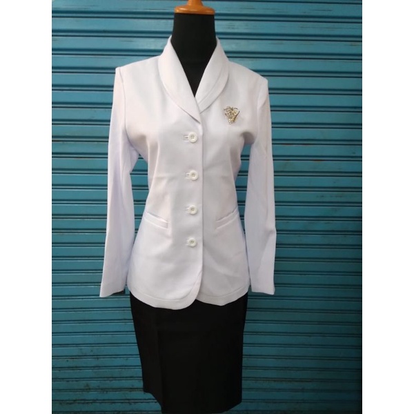Jual blazer putih hitam seragam putih PNS blazer kode CA | Shopee Indonesia