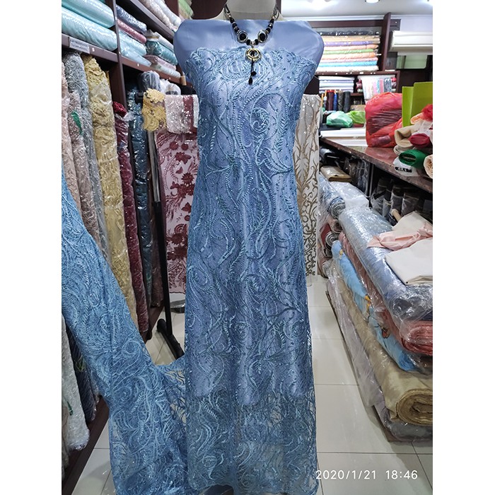 Jual Kain Tille Brokat Akar Biru Muda | Shopee Indonesia