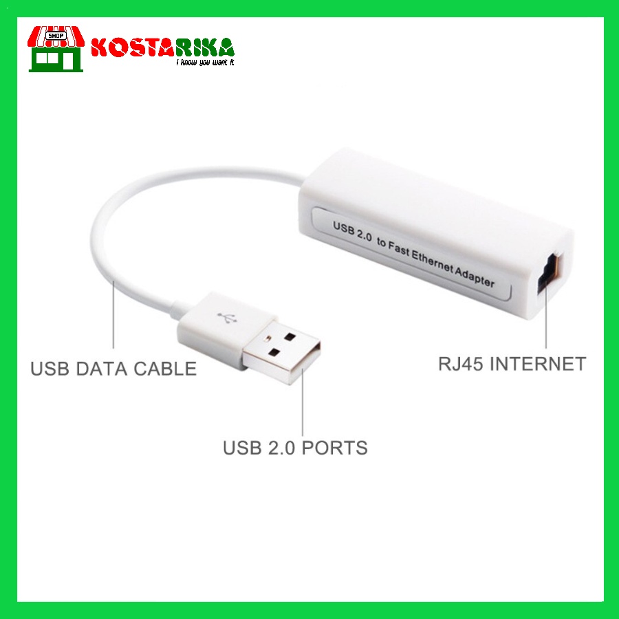 Jual Converter Usb 2.0 to lan ethernet cable 100Mbps Konektor Usb To ...