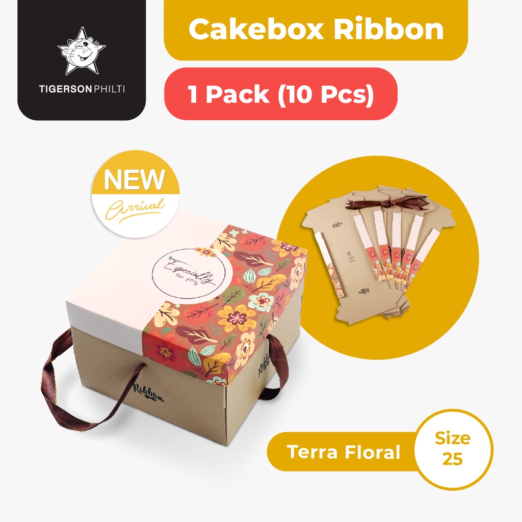Jual Cake Box/Packaging Kue/Kotak Kue Ribbon Terra Floral 25 x 25 x 18 ...