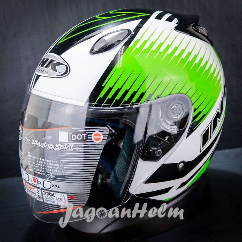 Jual INK HELM CENTRO JET #9 | WHITE GREEN | SINGLE VISOR | Shopee Indonesia