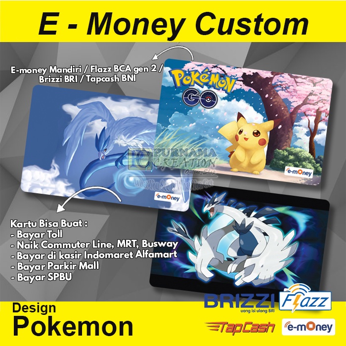 Jual E-Money Custom Design POKEMON bisa etoll emoney flazz brizzi ...