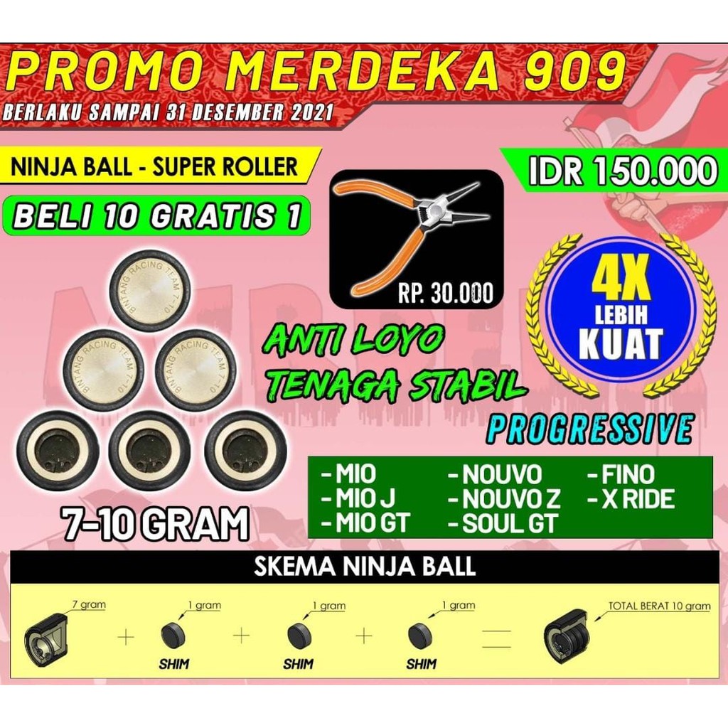 Jual SUPER ROLLER NINJA BALL MIO/MIO J/NOUVO/SOUL GT/FINO | Shopee ...