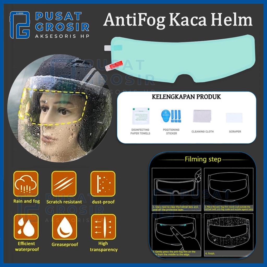 Jual Anti Fog Stiker kaca Helm anti air embun antigores Sticker antifog ...