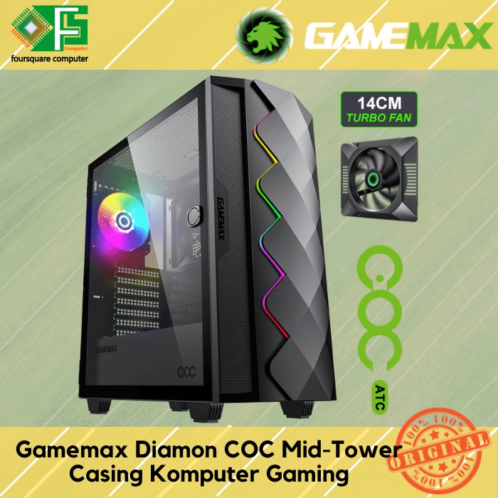 Jual PC Casing Gaming Gamemax Diamond COC Black | Case Gaming Mid-Tower ...