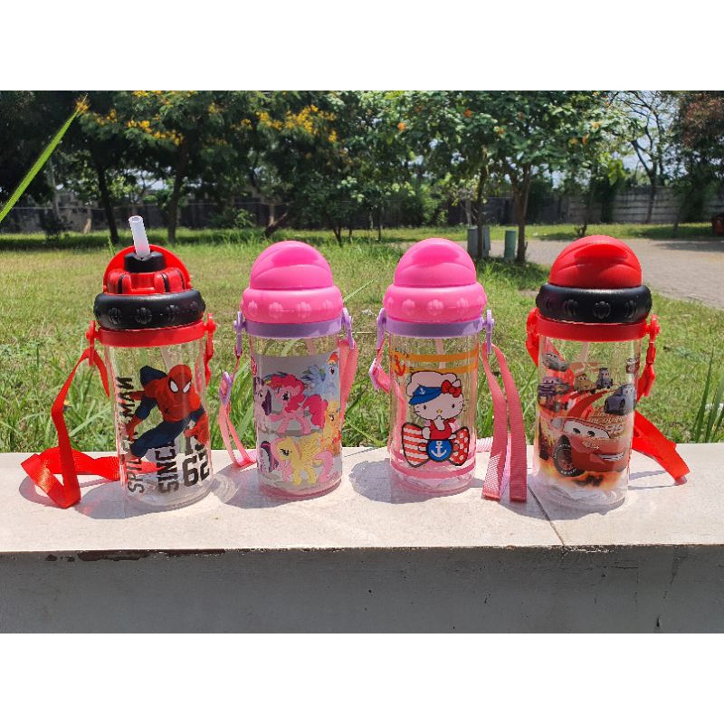 Jual Botol Minum anak sedotan tali panjang 430ml BPA FREE - V2003 | Shopee Indonesia