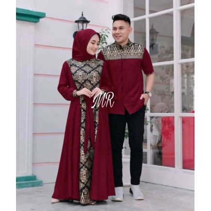 Jual Baju Gamis Couple Batik Pasangan Suami Istri Edisi Lebaran Mewah ...