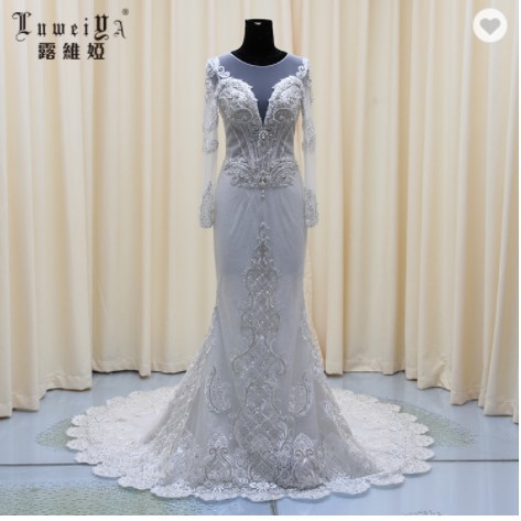 Jual wedding gowns plus size mermaid wedding dress 1.5m ekor gaun ...