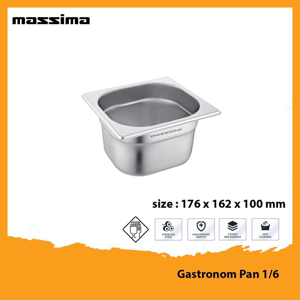 Jual Stainless Steel Gastronom Food Pan GN Pan 1/6 tinggi 10 cm 100 mm | Shopee Indonesia
