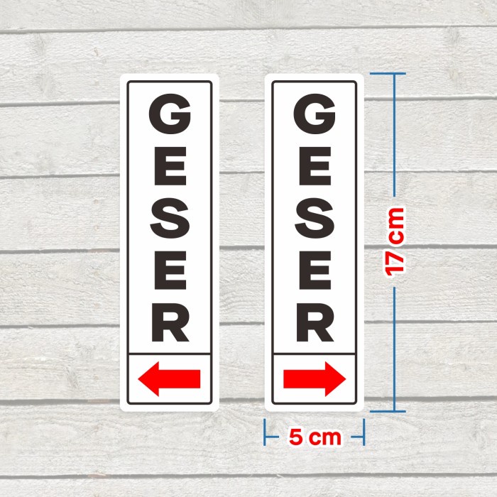 Jual Stiker Label Marka Pintu Geser Sticker Sign Geser Pintu 17 x 5 cm ...