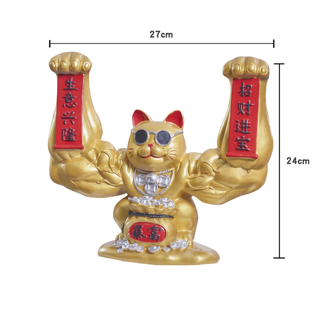 Jual miss.jojo Patung kucing hoki berotot/Lucky cat unicorn arm /Patung ...