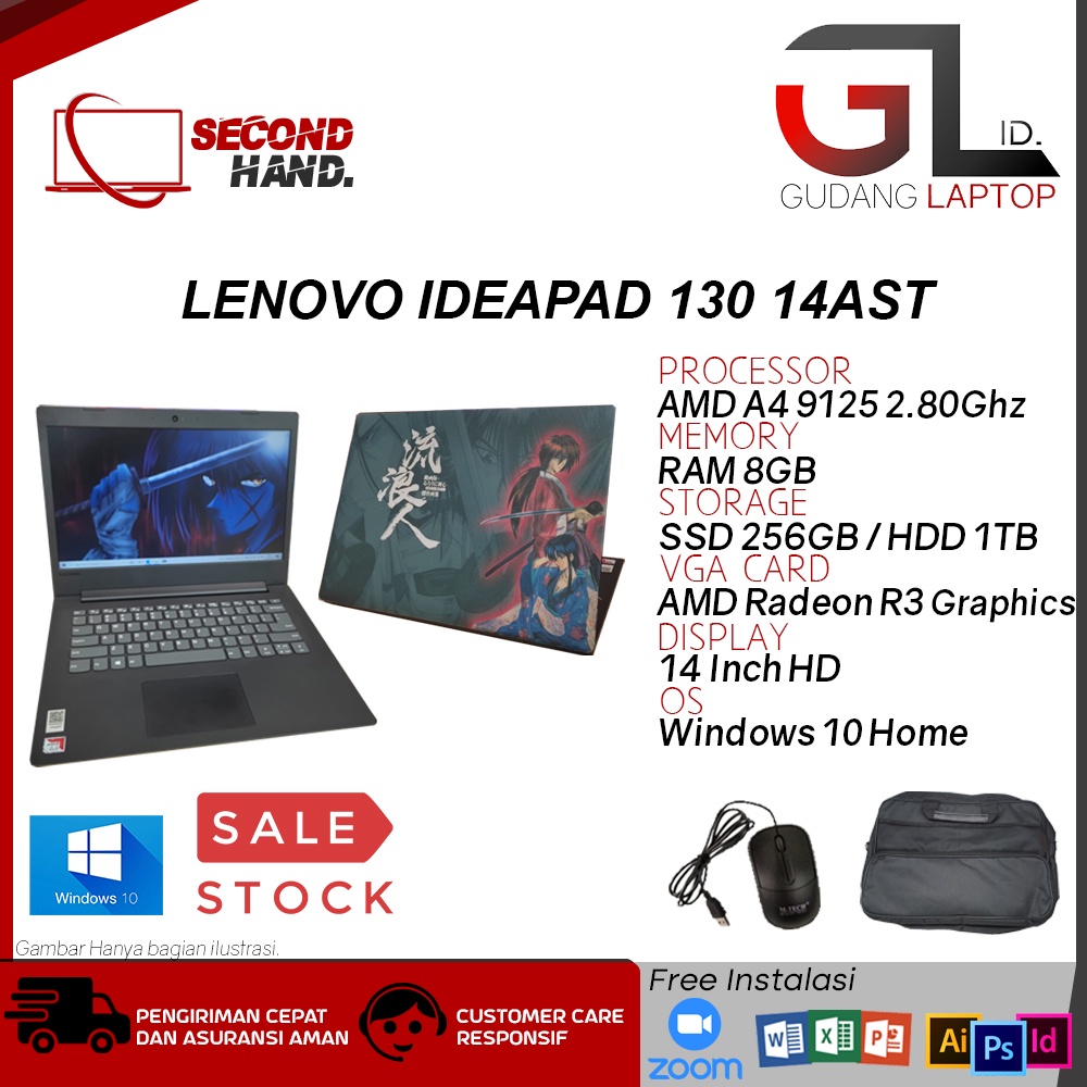 Jual LAPTOP Murah Lenovo Ideapad 130 14AST AMD A4 9125 8GB 256GB SSD 14 ...