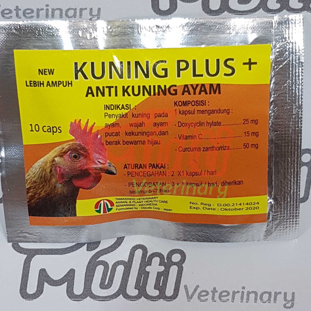 Jual KUNING PLUS 10 caps Obat Antibiotik Anti Kuning Ayam Berak Hijau ...