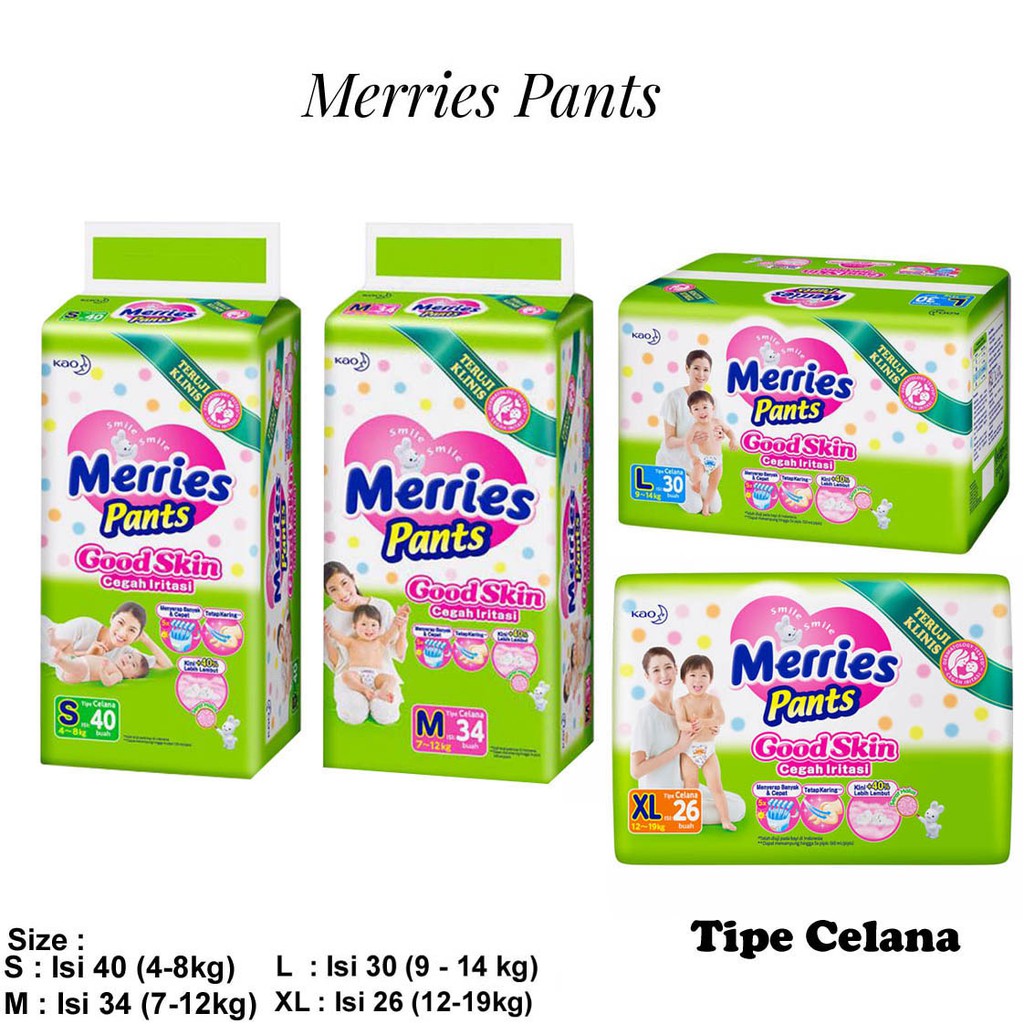 Jual MERRIES PANTS NB, S, M, L - DIAPERS MERRIES MURAH - POPOK BAYI ...