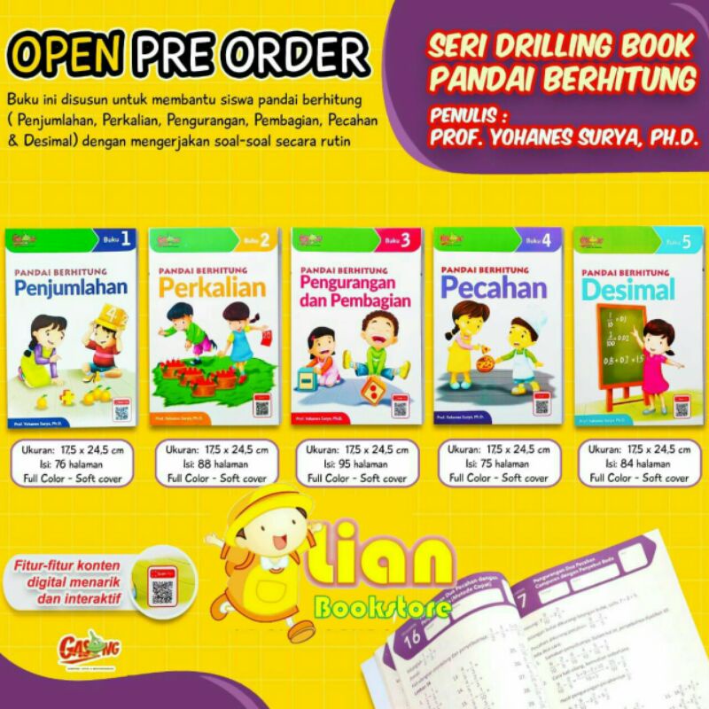 Jual Drilling Books Pandai Berhitung 1-5 Buku Matematika Gasing Prof ...