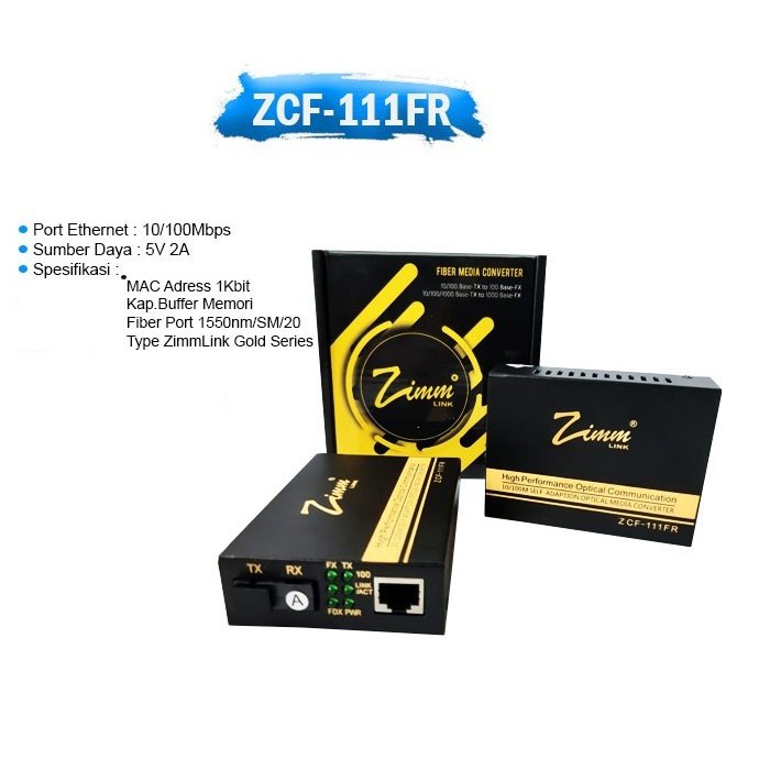 Jual Media Converter ZimmLink 10/100 Mbps ZCF 111FR Side A B - ZCF-111FR | Shopee Indonesia